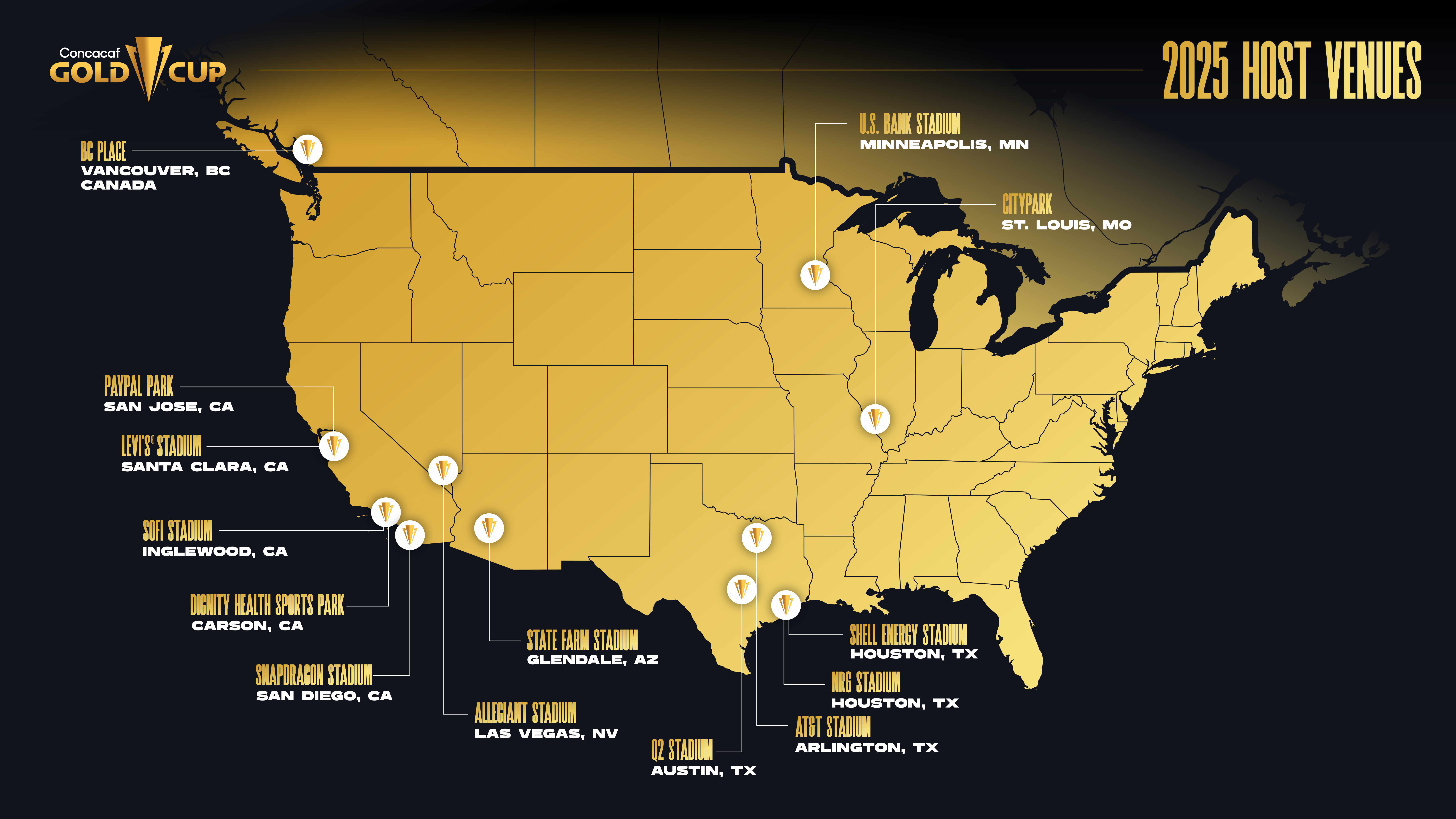 Concacaf Announces Host Cities And Stadiums For 2025 Gold Cup Concacaf Announces Host Cities And Stadiums For 2025 Gold Cup